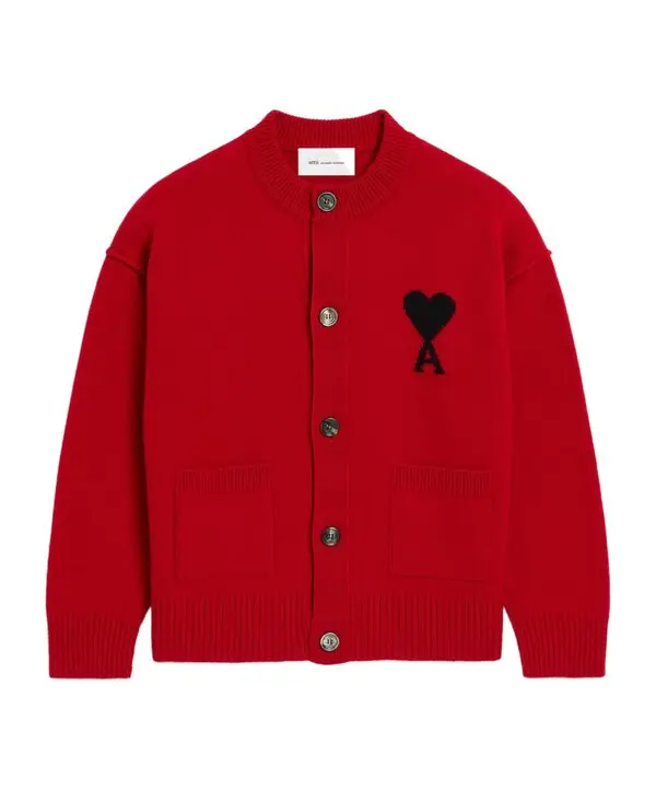 AMI Paris De Coeur Crewneck Cardigan