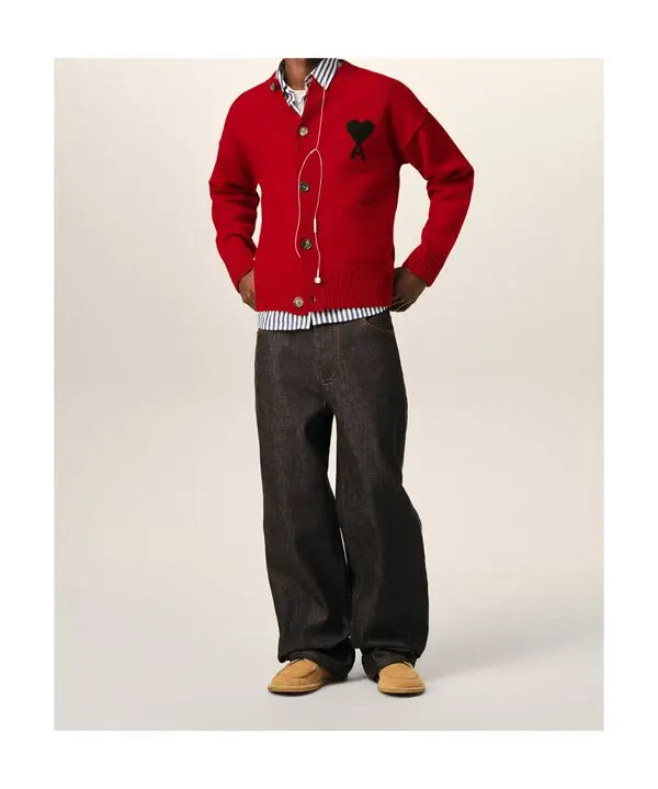 AMI Paris De Coeur Crewneck Cardigan