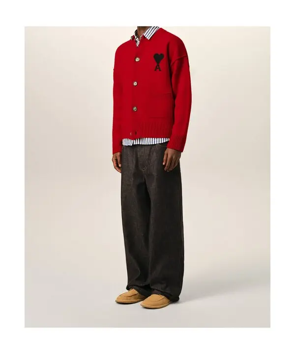 AMI Paris De Coeur Crewneck Cardigan