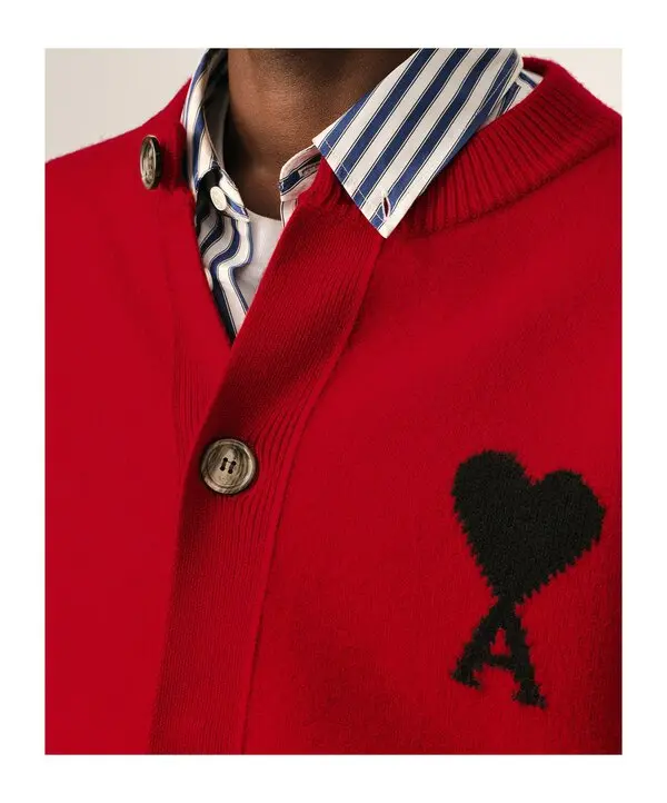 AMI Paris De Coeur Crewneck Cardigan