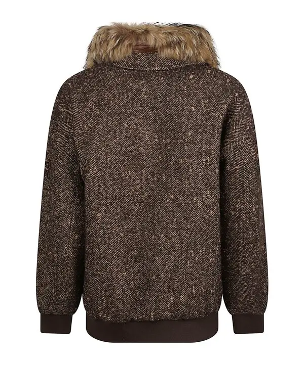 ERMANNO FIRENZE Long-sleeve Zip-up Jacket With Fur Collar
