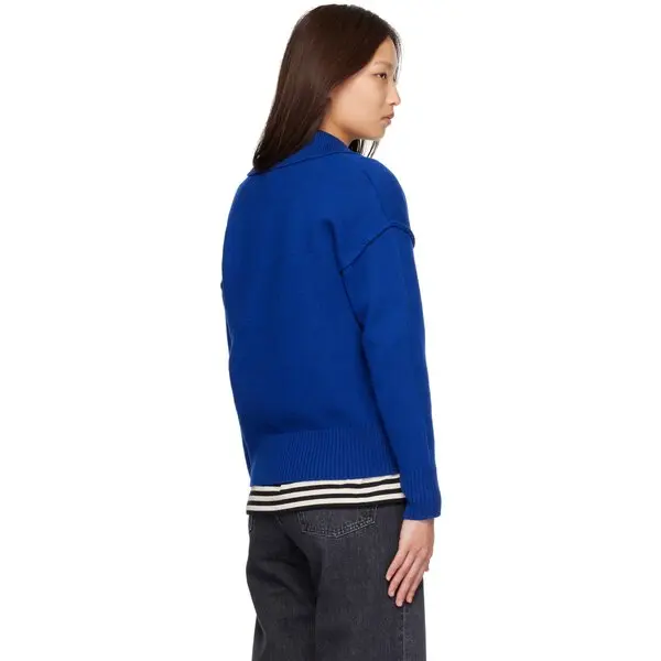 AMI Paris Long Sleeve Knit Polo With Heart Logo