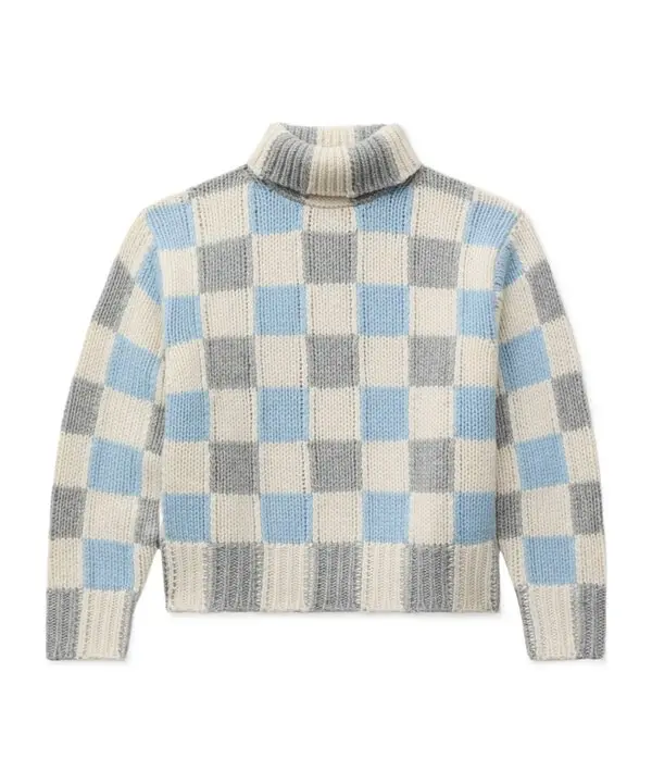 Kenzo Check Turtleneck Knitted Sweater - Off-white