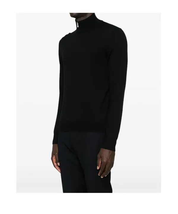 Tagliatore Quarter-zip Knitted Polo Shirt - Black