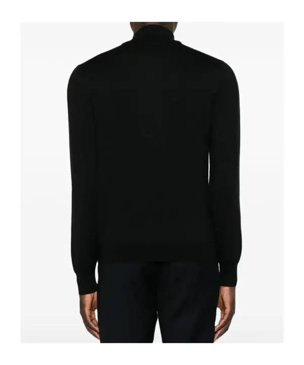 Tagliatore Quarter-zip Knitted Polo Shirt - Black