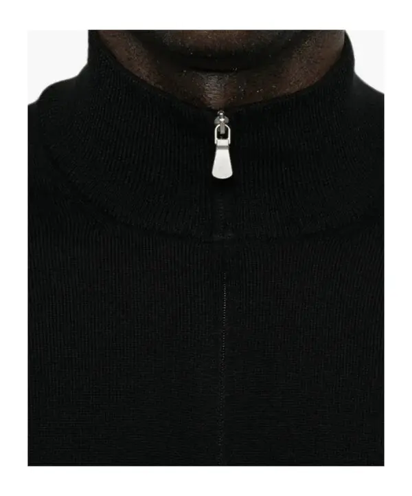 Tagliatore Quarter-zip Knitted Polo Shirt - Black