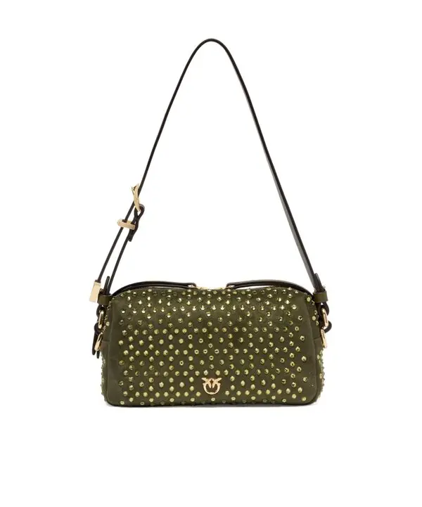 Pinko Embellished Mini Crossbody Boston Bag - Green
