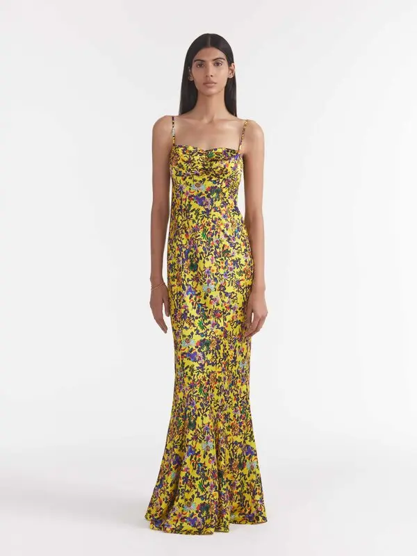 Saloni Sleeveless Floral Print Maxi Dress