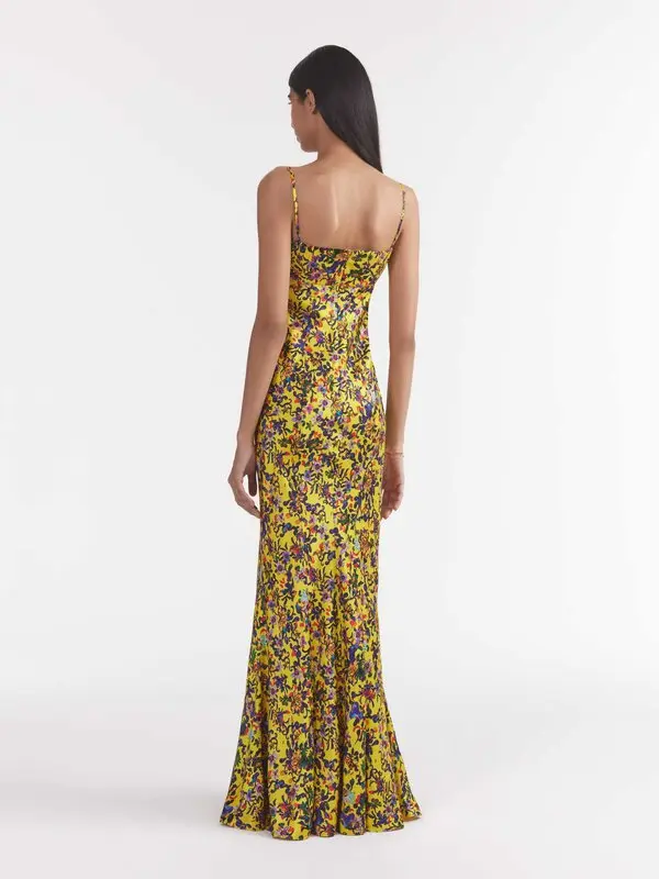 Saloni Sleeveless Floral Print Maxi Dress