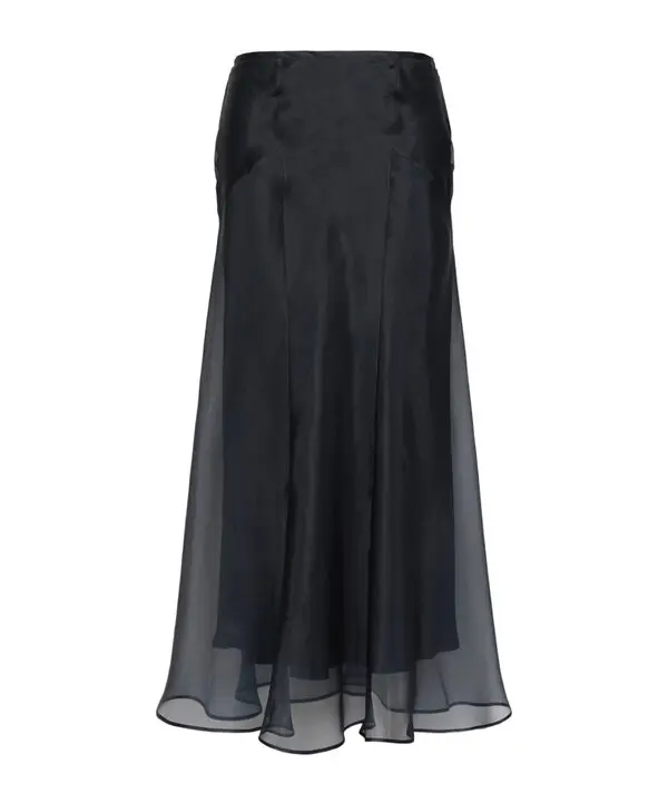 Max Mara Eastrale Sheer Silk Skirt - Black