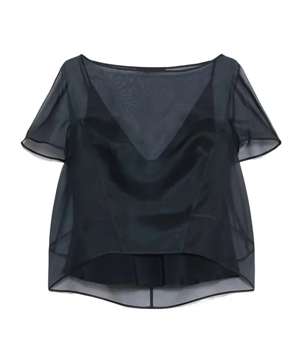Max Mara Sheer Silk Top - Black