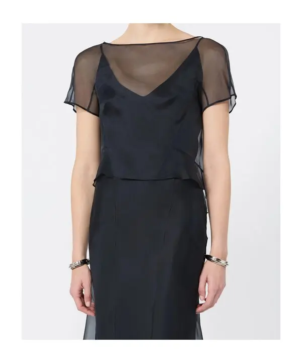Max Mara Sheer Silk Top - Black