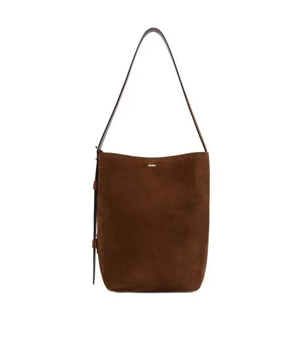 Max Mara Small Archetipo Bag In Split Leather - Dark Brown