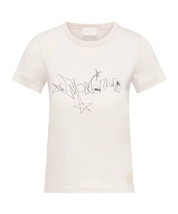 Moncler Printed Cotton Jersey T-shirt - White