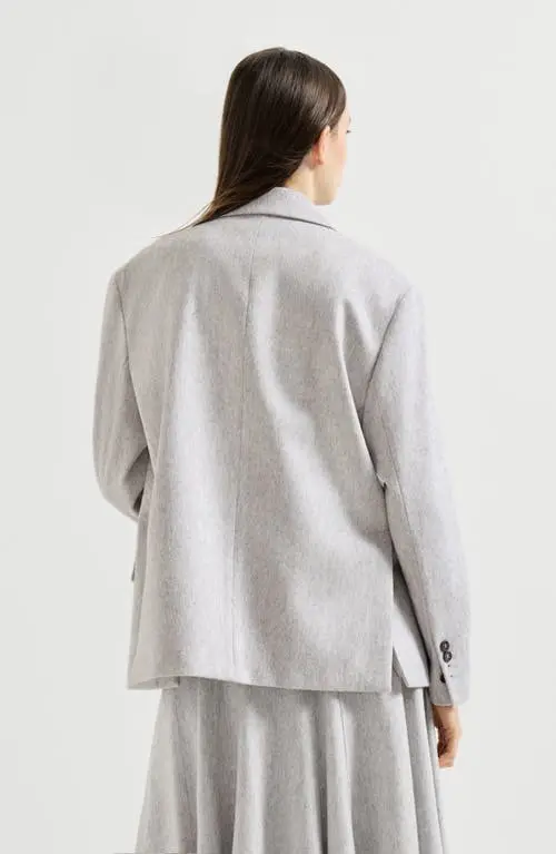 Brunello Cucinelli Wool Flannel Blazer With Monili