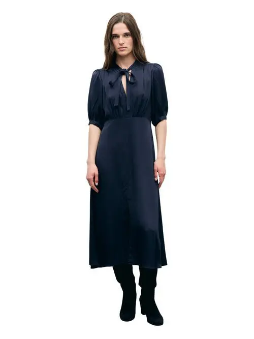 Gerard Darel Chani Tie Neck Midi Dress