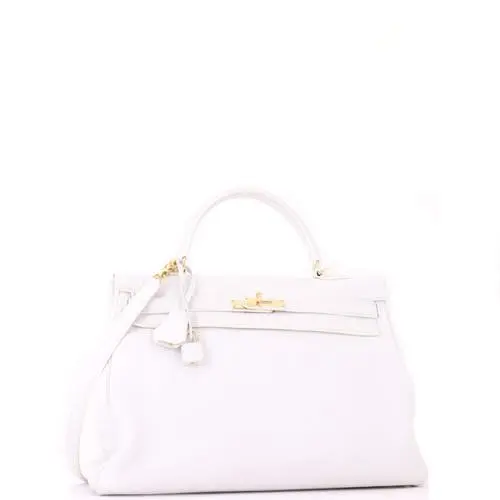 Hermès Kelly Handbag Clemence With Gold Hardware 35