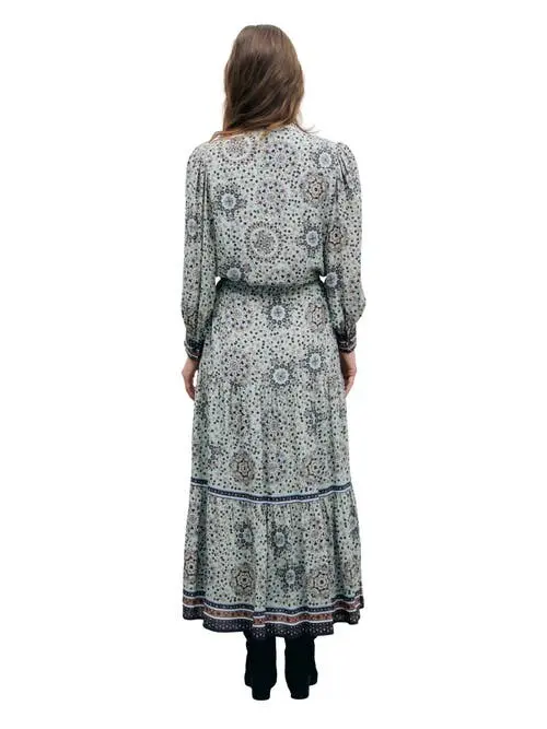 Gerard Darel Cyril Long Sleeve V-neck Maxi Dress