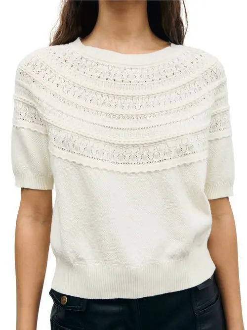 Gerard Darel Roberte Cotton Short Sleeve Knitted Top