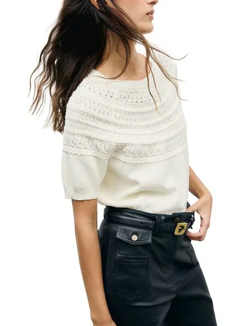 Gerard Darel Roberte Cotton Short Sleeve Knitted Top