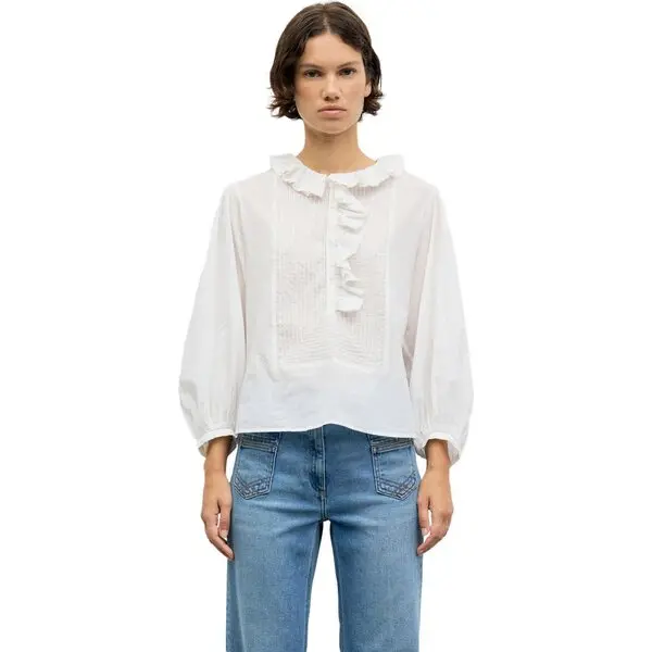 Gerard Darel Leone Ruffle Pintuck Detail Shirt