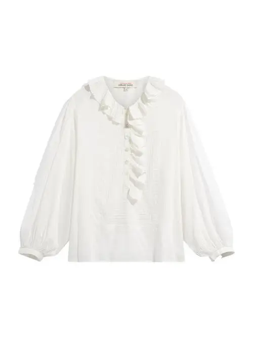 Gerard Darel Leone Ruffle Pintuck Detail Shirt