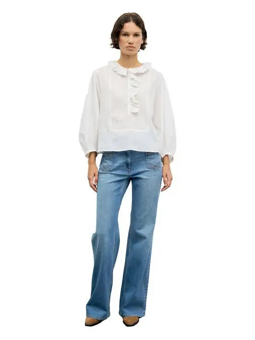 Gerard Darel Leone Ruffle Pintuck Detail Shirt