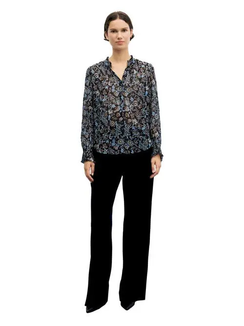 Gerard Darel Silk Blend Floral V-neck Blouse