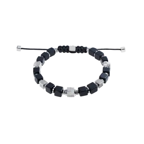 COEUR DE LION Onyx Cubes Bracelet With Textured Stainless Steel - Silver
