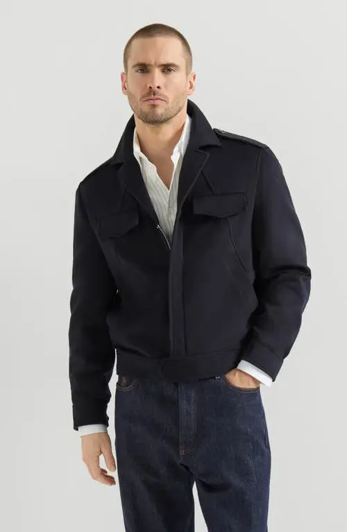 Brunello Cucinelli Lightweight Virgin Wool Cloth Outerwear Jacket With Chest Pockets