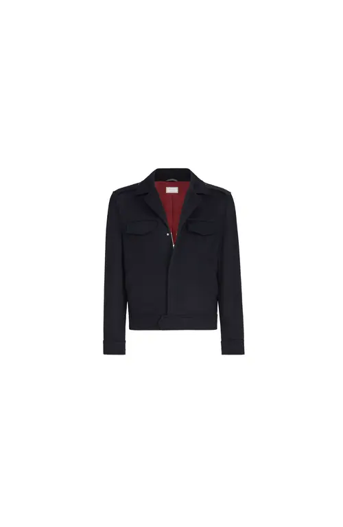 Brunello Cucinelli Lightweight Virgin Wool Cloth Outerwear Jacket With Chest Pockets