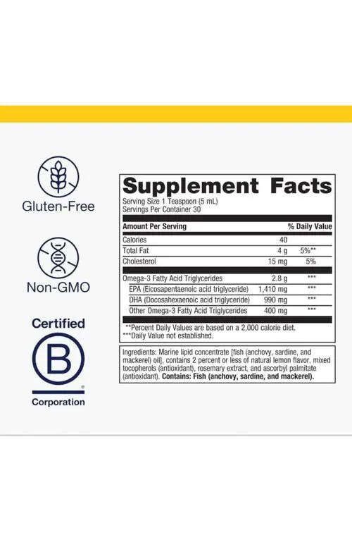 METAGENICS Omegagenics Epa-dha High Potency Liquid Fish Oil Supplement 30 Servings