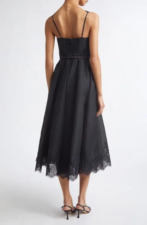 Zimmermann Valiant Lace Trim Corset Midi Dress