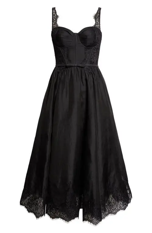 Zimmermann Valiant Lace Trim Corset Midi Dress