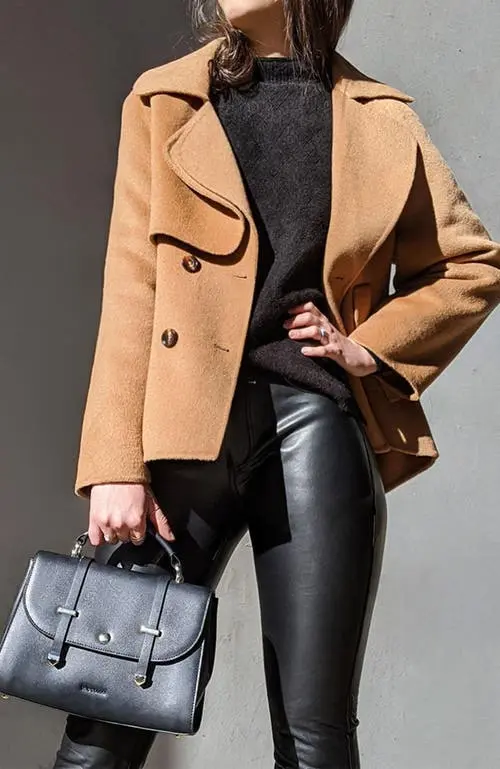 BELLE & BLOOM Double Breasted Wool Blend Coat - Camel