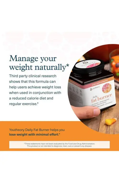 YOUTHEORY Daily Fat Burner Metabolism Support Supplement 60 Vegetarian Capsules