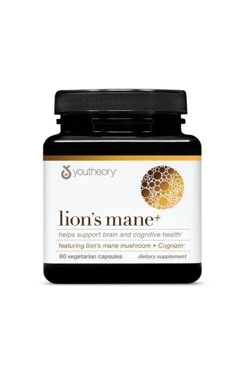 YOUTHEORY Lion's Mane Plus Brain Support Mushroom Supplement 60 Vegetarian Capsules - None