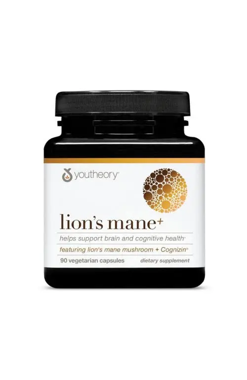 YOUTHEORY Lion's Mane+ Brain Health Support Capsules 90 Vegetarian Capsules - None