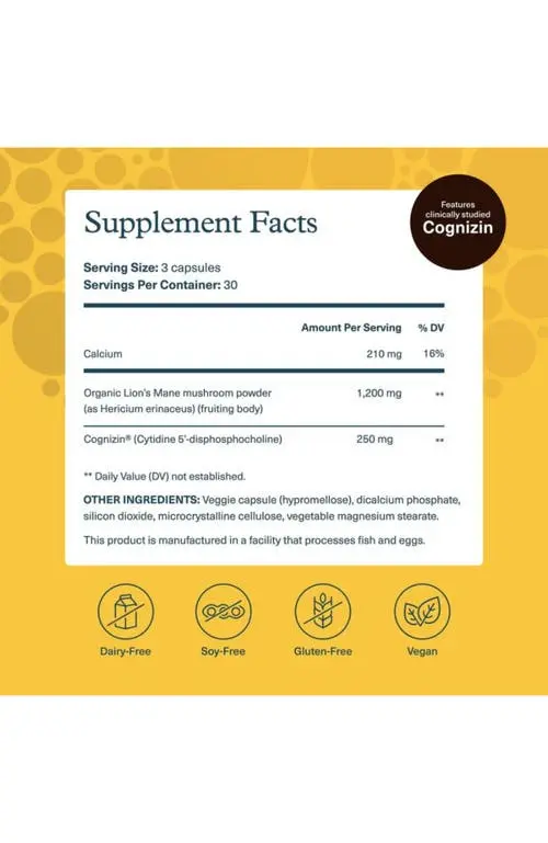 YOUTHEORY Lion's Mane+ Brain Health Support Capsules 90 Vegetarian Capsules