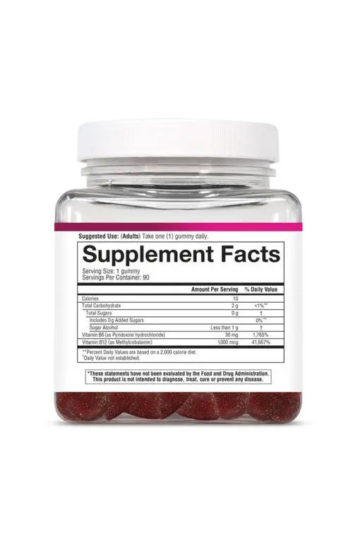 YOUTHEORY B12 B6 Zero Sugar Brain Support Gummy Supplement 90 Count 90ct