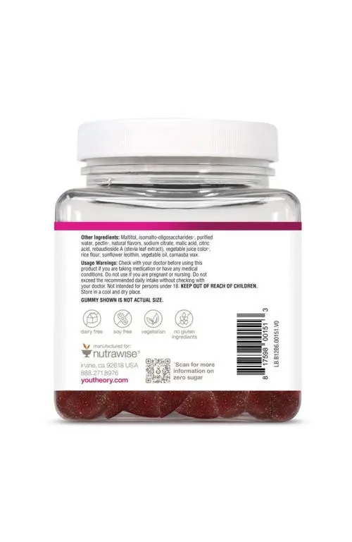 YOUTHEORY B12 B6 Zero Sugar Brain Support Gummy Supplement 90 Count 90ct