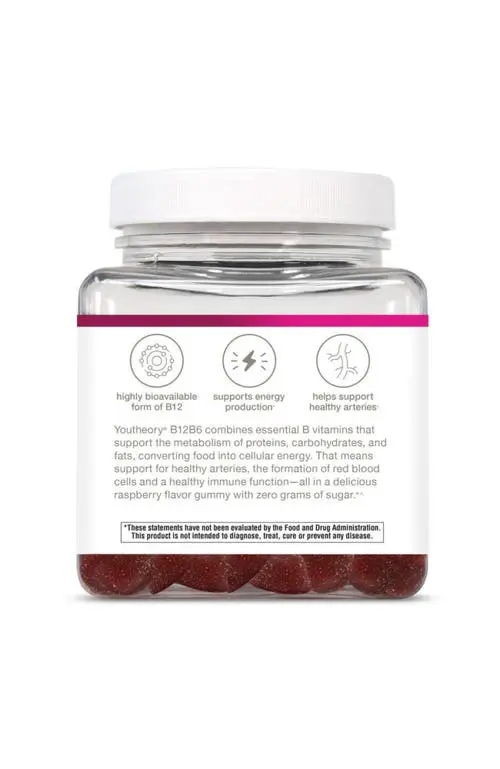 YOUTHEORY B12 B6 Zero Sugar Brain Support Gummy Supplement 90 Count 90ct