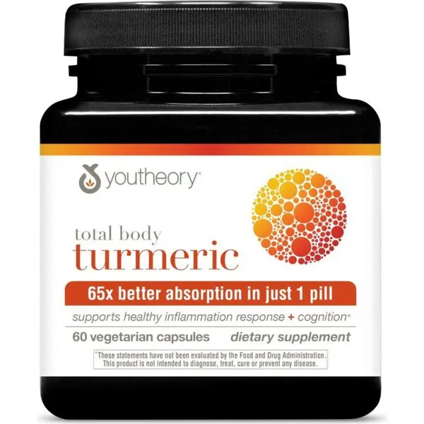 YOUTHEORY Total Body Turmeric Vegetarian Capsules 60 Count
