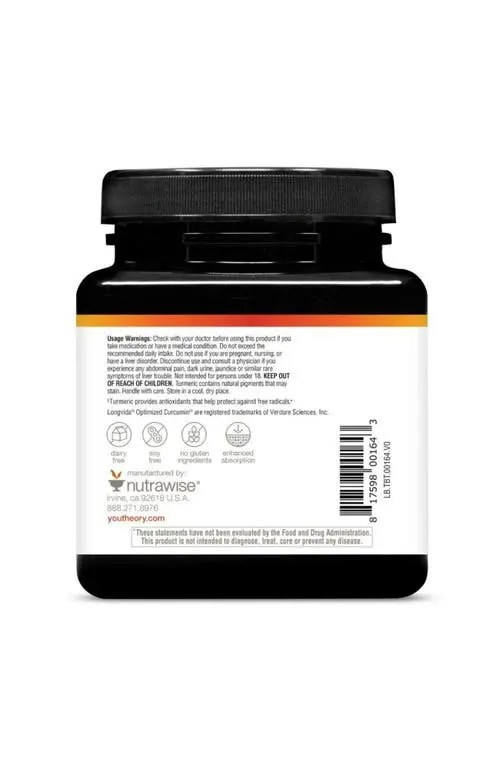 YOUTHEORY Total Body Turmeric Vegetarian Capsules 60 Count