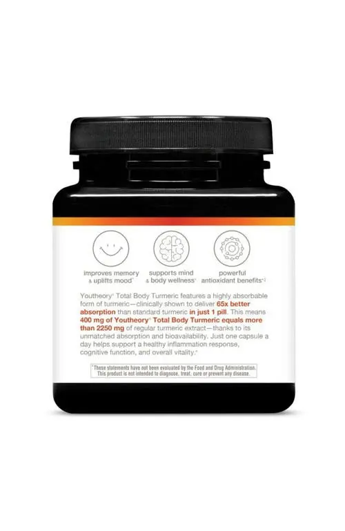 YOUTHEORY Total Body Turmeric Vegetarian Capsules 60 Count