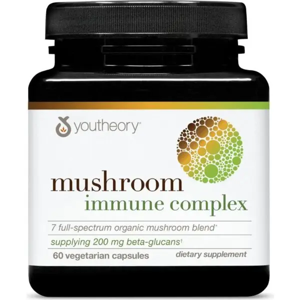 YOUTHEORY Mushroom Immune Complex Vegan Support Supplement 60 Vegetarian Capsules - None
