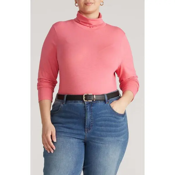Universal Standard Jersey Turtleneck Long Sleeve Top - Rapture Rose