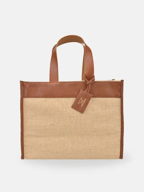 OUT OF THE WOODS Jute Trim Box Tote