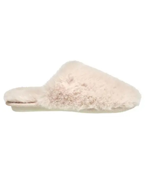 Nine West Faux Fur Closed Scuff Slipper - Egg Shell