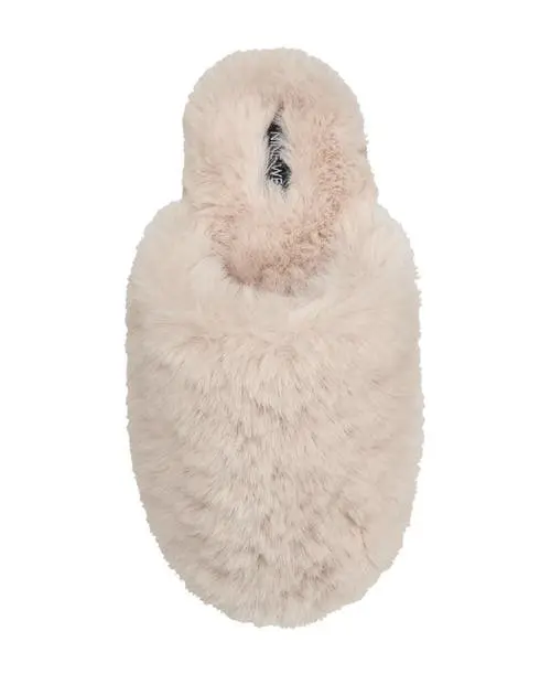 Nine West Faux Fur Closed Scuff Slipper - Egg Shell